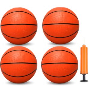 5 inch pvc mini basketball for indoor basketball mini hoops, soft 5" rubber small repacement basketball for over door basketball hoop sets, little basketballs for adults & kids (3 pcs with air pump)