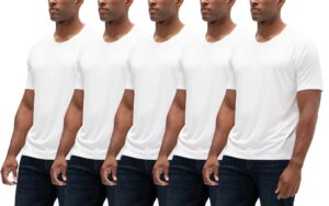 devops 5 pack men's upf 50+ sun protection moisture wicking dry-fit short sleeve workout t-shirts (white/white/white/white/white, x-large)