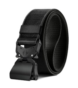 bulliant men's tactical belt military rigger elastic nylon belt fo gift men work heavy duty 1.5",quick release(black,30"-34" waist adjustable)