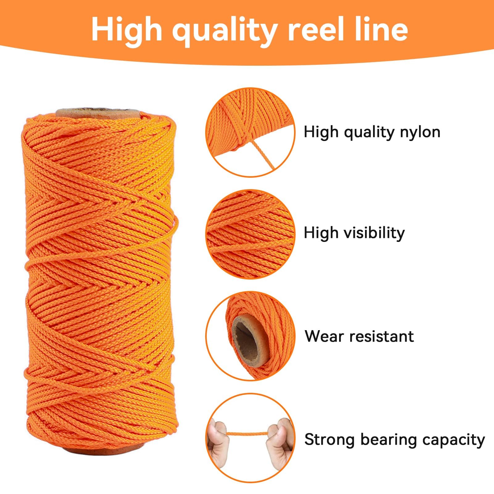 HERCHR 150 FT Finger Reel Diving Tech Spool Reel Scuba Diving Finger Spool Underwater Scuba Reel Dive Reel Snorkeling Scuba Finger Spool Diving Tools 150ft Diving Line Braided Nylon Line, Orange