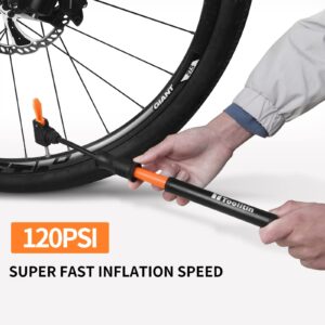 TOOLITIN Mini Bike Pump, Portable Bicycle Tire Pump with Presta and Schrader, Hand Air Pump Emergency Backup Riding Accessories, for MTB BMX Road Bike