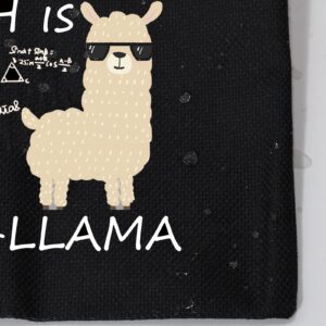 MBMSO Math Teacher Tote Bag Math is no Prob Llama Tote Bag Funny Llama Gifts for Math Lover Llama Lover Mathematician Gifts (Math Llama TB-black)