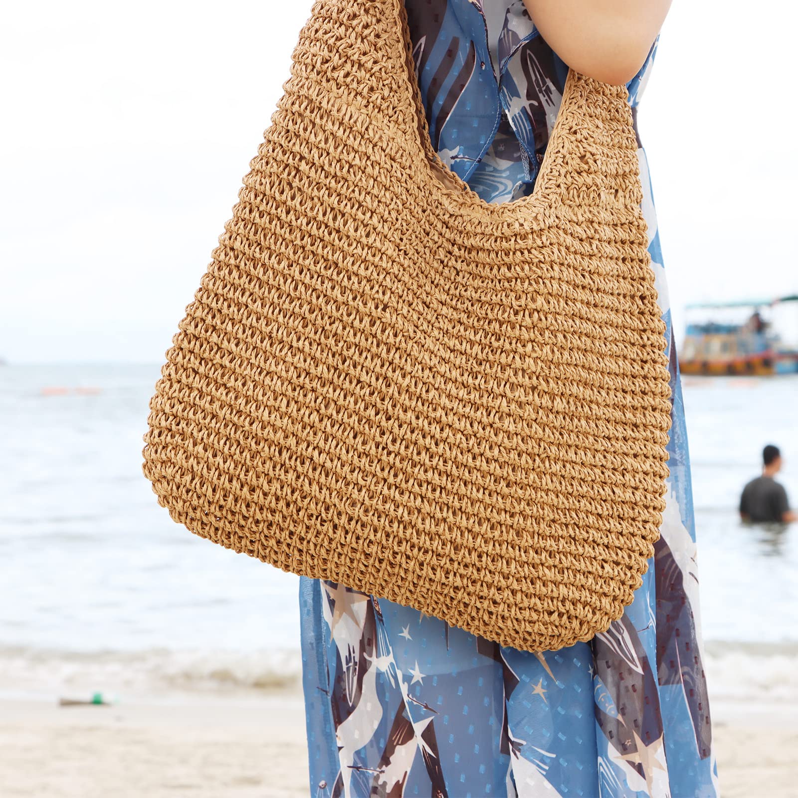 Freie Liebe Straw Beach Bag for Women Summer Woven Tote Bag Shoulder Handbags