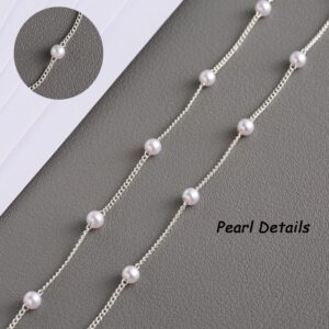 ASCOMY Dainty Silver Pearl Choker Necklaces for Women Tiny Delicate Simple Round Pearl Necklace Trendy Minimalist Adjustable Pearl Necklaces for Everyday Jewelry Gifts