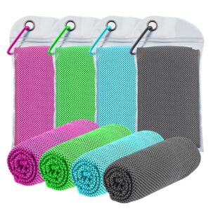 extowel excellent cooling towels neck and face,(40" x 12") bulk ice towel,soft breathable cooling towels for hot weather,athletes,yoga,gym,workout,sports,camping,microfiber cold towels 4pack