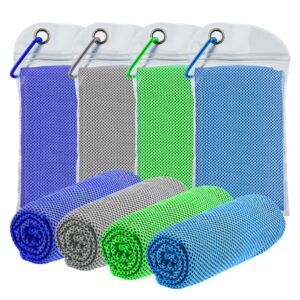 extowel excellent cooling towels neck and face,(40" x 12") bulk ice towel,soft breathable cooling towels for hot weather,athletes,yoga,gym,workout,sports,camping,microfiber cold towels 4pack