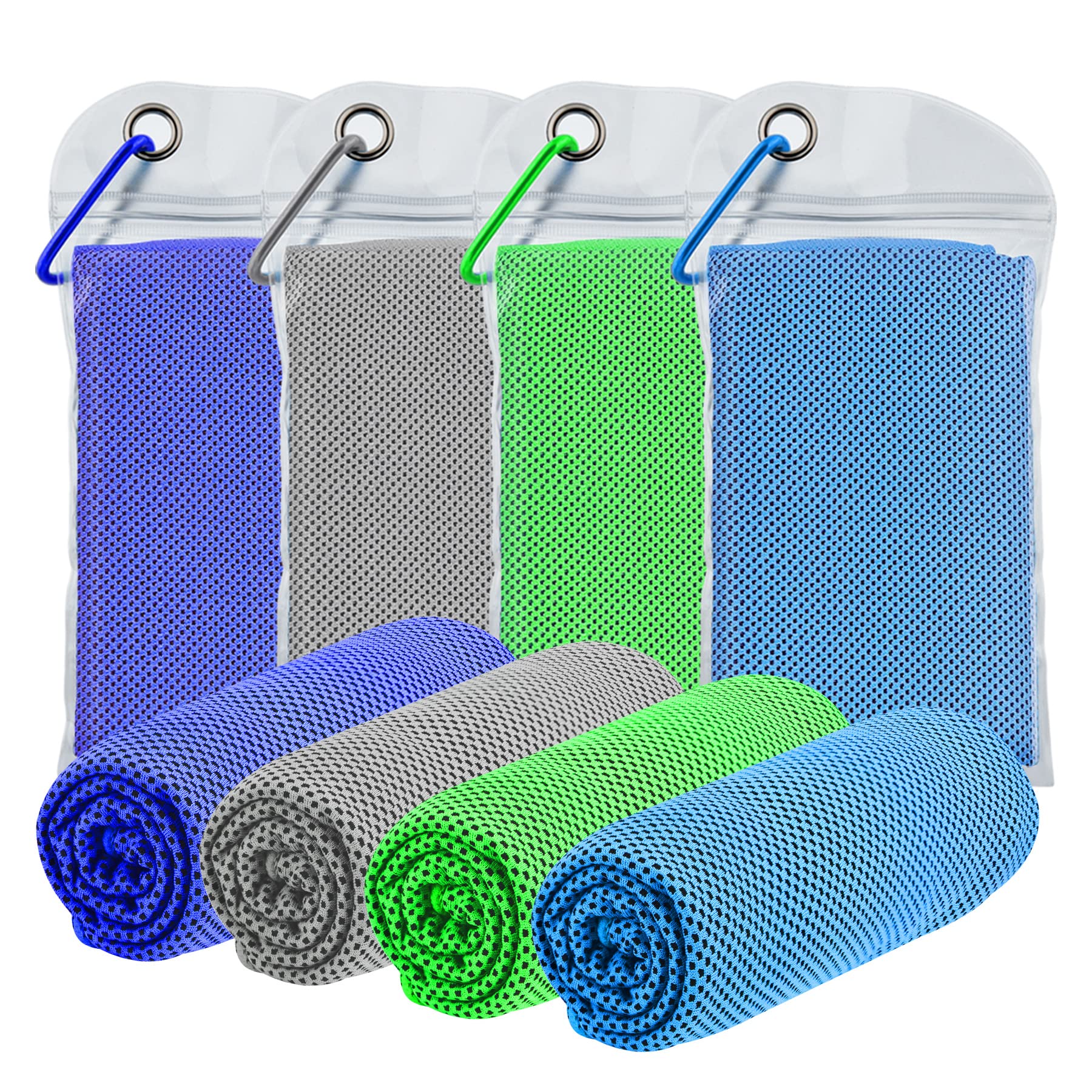 ExTowel Excellent Cooling Towels Neck and Face,(40" x 12") Bulk Ice Towel,Soft Breathable Cooling Towels for Hot Weather,Athletes,Yoga,Gym,Workout,Sports,Camping,Microfiber Cold Towels 4pack