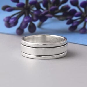 Solid Sterling Silver Spinner Band Ring Spin Jewelry (8)