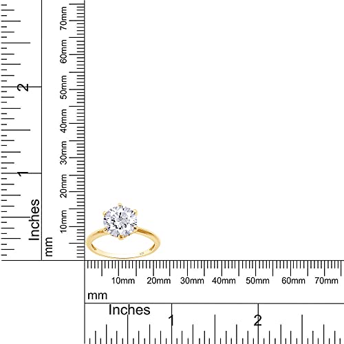 SAVEARTH DIAMONDS Solitaire Style, 1.75 Carat 8.5MM Round Cut Lab Created Moissanite Diamond Engagement Wedding Promise Ring In 14K Yellow Gold Over Sterling Silver1 1/2 Cttw-5.5