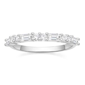 shinyso wedding band for women cubic zirconia square & round thin stacking ring eternity band for her size 6