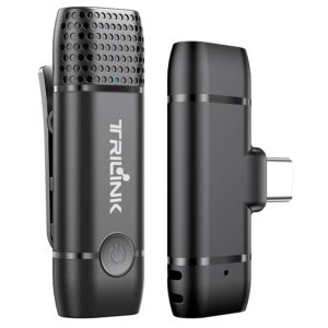 trilink wireless usb-c lapel microphone, compatible with ipad pro, google pixel, samsung galaxy s21, and more type-c devices, 10 hours playtime, no app needed