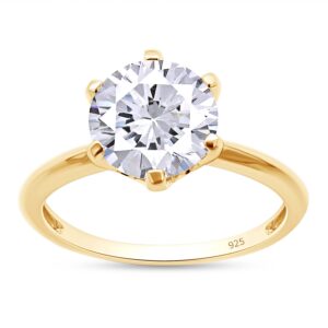 savearth diamonds solitaire style, 1.75 carat 8.5mm round cut lab created moissanite diamond engagement wedding promise ring in 14k yellow gold over sterling silver1 1/2 cttw-8