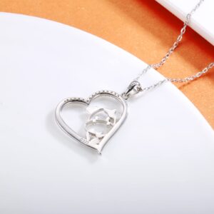 925 Sterling Silver Cow Necklace Pendant Cow Print Jewelry for Women Birthday Cow Gifts (Heart Cow Necklace)