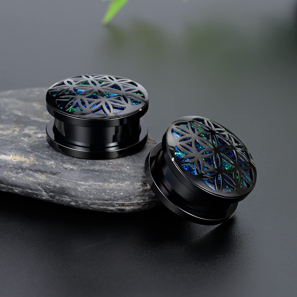 COOEAR 1 Pair Gauges For Earrings Dream Catcher Fake Opal Tunnels Ear Plugs Flesh Stretchers Expander 0g to 1 Inch.