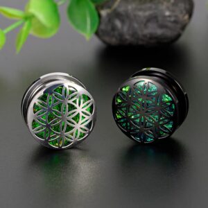 COOEAR 1 Pair Gauges For Earrings Dream Catcher Fake Opal Tunnels Ear Plugs Flesh Stretchers Expander 0g to 1 Inch.