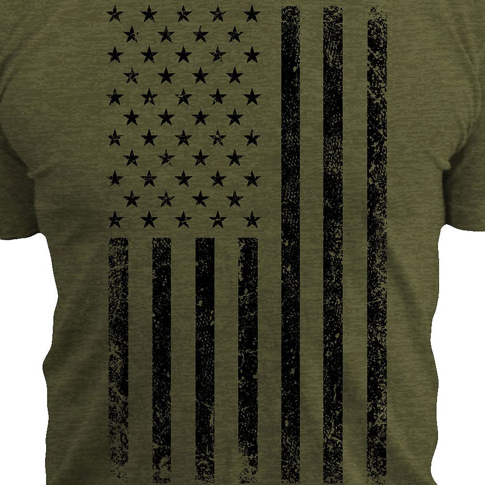 Gym Life Men's American Flag Athletic Performance Short Sleeve Workout T-Shirt, Olive Green (X-Large)