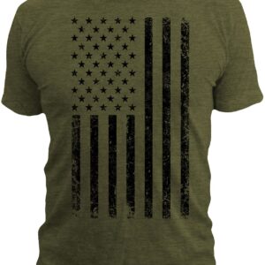 Gym Life Men's American Flag Athletic Performance Short Sleeve Workout T-Shirt, Olive Green (X-Large)