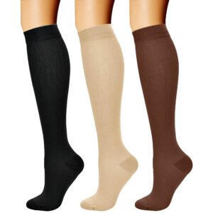 charmking compression socks for women & men circulation (3 pairs) 15-20 mmhg is best athletic for running, flight travel, support, cycling, pregnant - boost performance, durability (l/xl,multi 54)