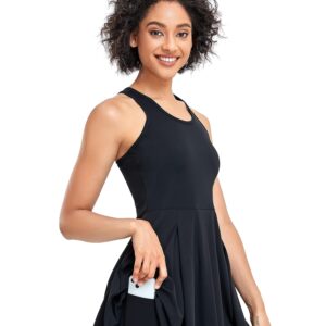 1a1a Tennis Dresses for Women, Golf Apparel and Golf Dresses for Women with Inner Shorts and Pockets, Women’s Athletic Dress for Workouts Black Medium