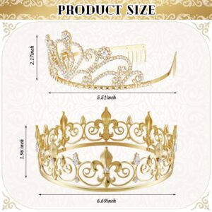 Henoyso 4 Pcs Prom King and Queen Crowns for Men Women King Queen Tiara Crystal Headband Homecoming Costume Party Favor(Gold, Silver, Elegant)