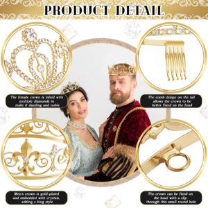 Henoyso 4 Pcs Prom King and Queen Crowns for Men Women King Queen Tiara Crystal Headband Homecoming Costume Party Favor(Gold, Silver, Elegant)