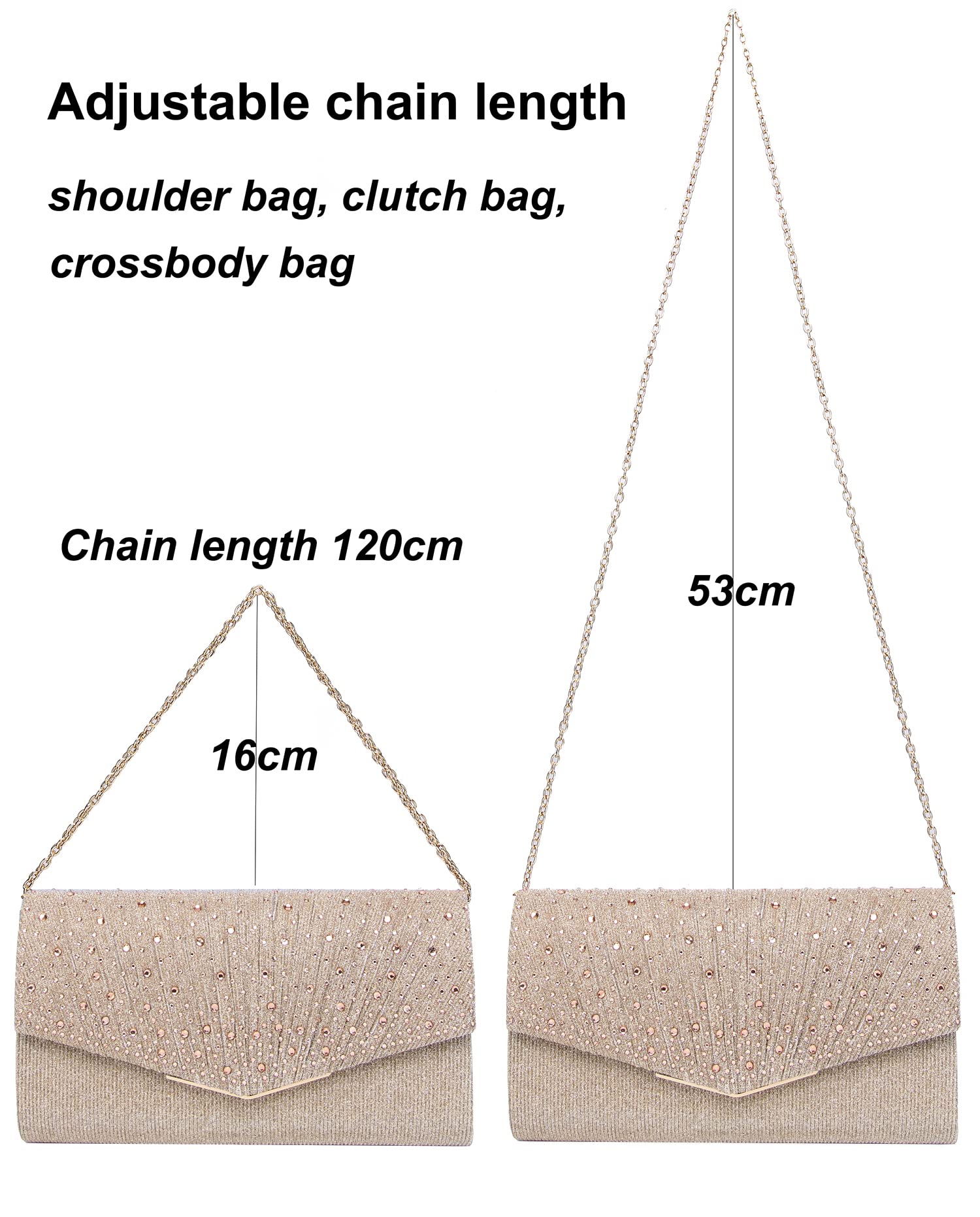 MUDUO Rhinestone Clutch Purses for Women Purses and Handbags Formal Wedding Party Prom Purse Money Bags (Champagne-G)…