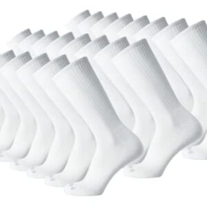 AND1 Men's Socks - Athletic Cushion Crew Socks (24 Pack), Size 6-12.5, White