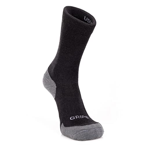 GRIP6 Everyday Merino Wool Socks - Lightweight Wool Hiking Socks - Warm Crew Socks for Men and Women - Cold Weather Gear - Black, Medium (1-pack)