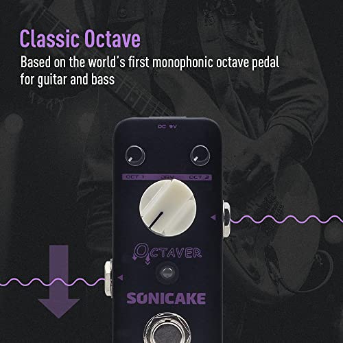 SONICAKE Octave Guitar Pedal Octave Pedal Guitar Effects Pedal Analog Classic Bass Octaver True Bypass