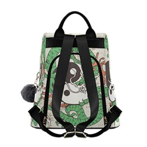 Backpack Purse for Women Fashion Chinese Dragon Travel Anti-theft Daypack College Casual Shoulder Bag Medium Size