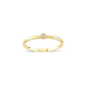 gelin 14k solid gold diamond solitaire stackable ring for women - size 6