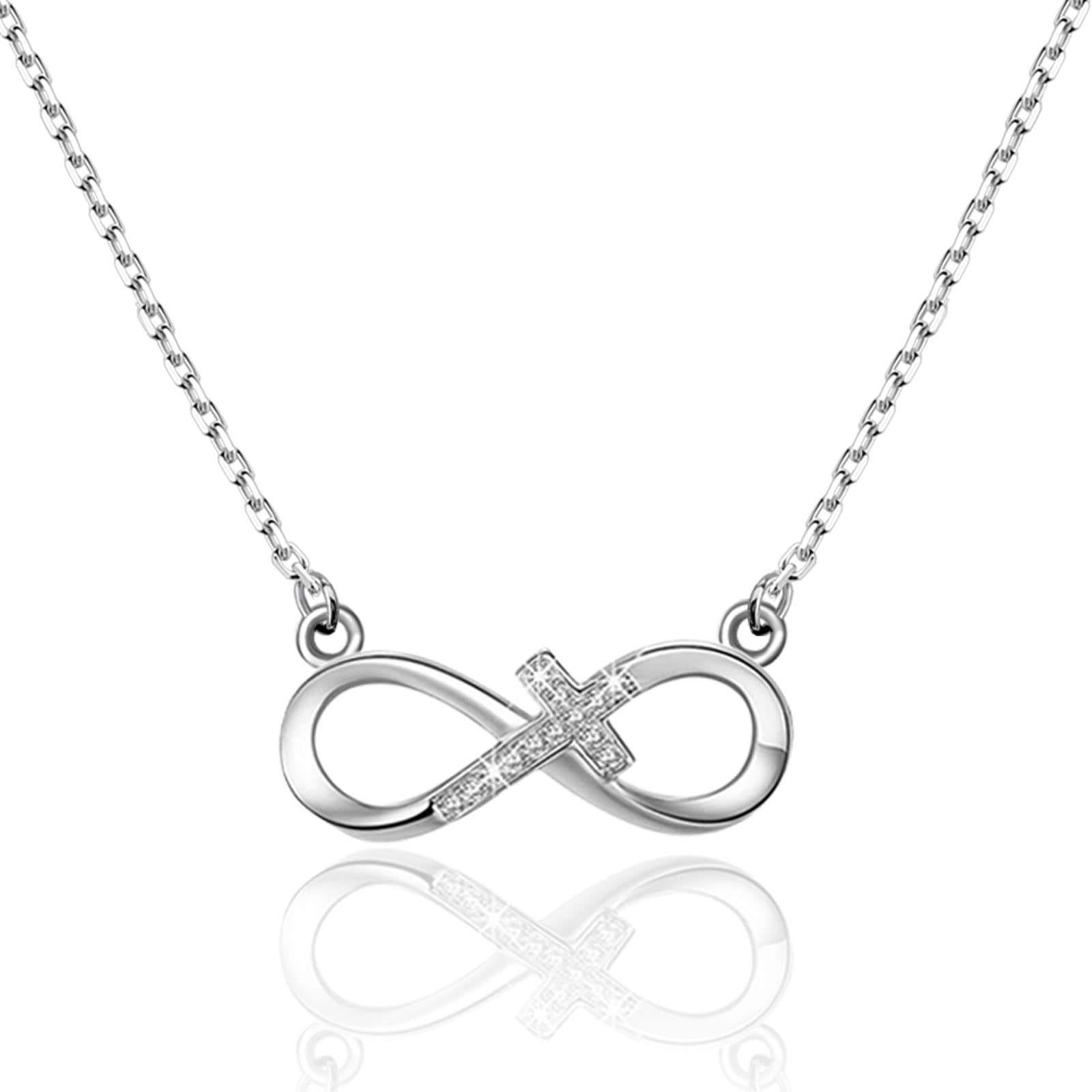 PLITI AA Sobriety Gift Addiction Recovery Gift 12 Step Gift Infinity Cross Necklace for Women Sober Birthday Gift Christian Religious Pendant (Sobriety nec)