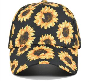 womens criss cross ponytail hat sunflower hat ponytail bun sun hat for women (black)