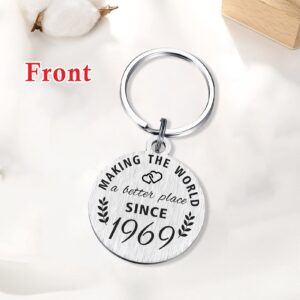 ABNTY 55th Birthday Gifts for Women Men, 55 Year Old Birthday Keychain, Born in 1969 Gifts, 1969 Birthday Decorations