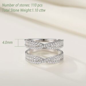 Wuziwen Sterling Silver Cubic Zirconia Infinity Wedding Band Guard Ring Enhancer for Women Size 5-10 (6)