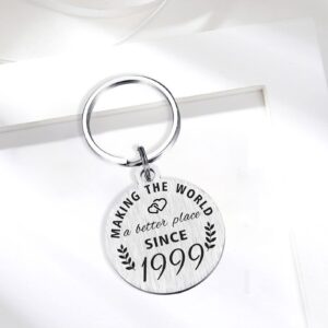 ABNTY 25th Birthday Gifts for Women Men, 25 Year Old Birthday Keychain, Born in 1999 Gifts, 1999 Birthday Decorations