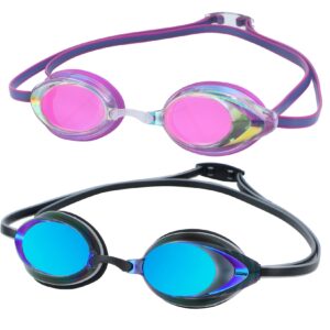 darido swim goggles, pro swimming goggles 2 pack anti fog uv protection no leaking competition for men, women, adult,youth