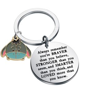 kuiyai donkey quote gift always remember braver stronger smarter loved keyring donkey mom dad gift donkey lovers gift for bff (donkeyalwaysk)