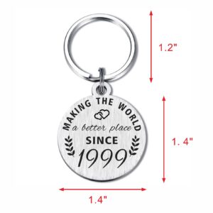 ABNTY 25th Birthday Gifts for Women Men, 25 Year Old Birthday Keychain, Born in 1999 Gifts, 1999 Birthday Decorations