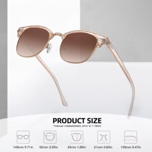 MEETSUN Retro Semi Rimless Polarized Sunglasses for Men Women Classic Trendy Driving Sun Glasses UV Protection Brown Gradient