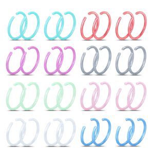 aumeo 32pcs 20g nose rings hoops retainer flexible bioflex nose lip earring retainer colorful piercing retainer kit for work surgery tragus cartilage helix daith lobe earrings