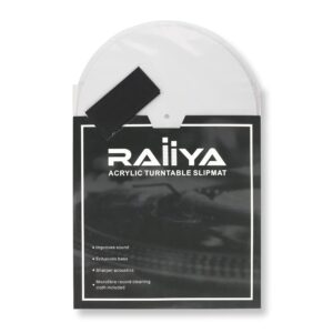 RAIIYA Acrylic Turntable White Slipmat - for 12'' LP Player, Anti-Static, Improved Audio, Less Vibration Complete with Microfiber Cloth (RA-VYL-WH1)