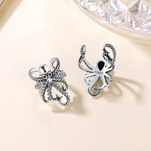 Suplight 925 Sterling Silver Octopus Ear Cuff Small Cartilage Cuff Earring Non Pierced Fake Earrings for Women Men