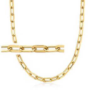 ross-simons italian 18kt yellow gold paper clip link necklace. 16 inches