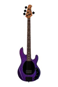 sterling by music man 4 string bass guitar, right, purple sparkle (ray34-psk-r2)