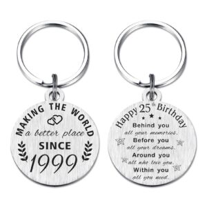 abnty 25th birthday gifts for women men, 25 year old birthday keychain, born in 1999 gifts, 1999 birthday decorations