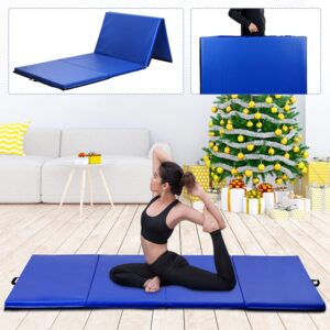 exercise mats for home workout, 4'x8'x2 extra thick high density anti-tear folding gymnastics mat w/hook & loop fastener lightweight tumbling mat for mma, stretching yoga, cheerleading martial arts