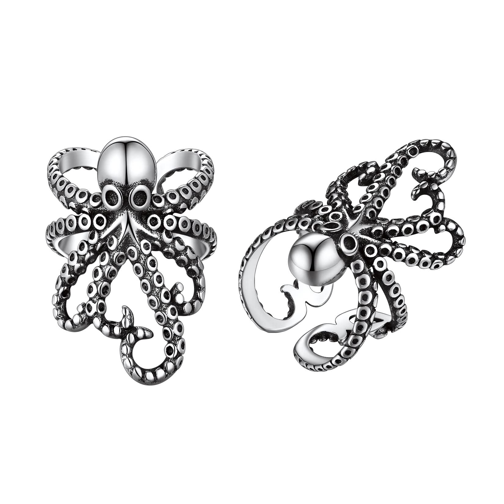 Suplight 925 Sterling Silver Octopus Ear Cuff Small Cartilage Cuff Earring Non Pierced Fake Earrings for Women Men