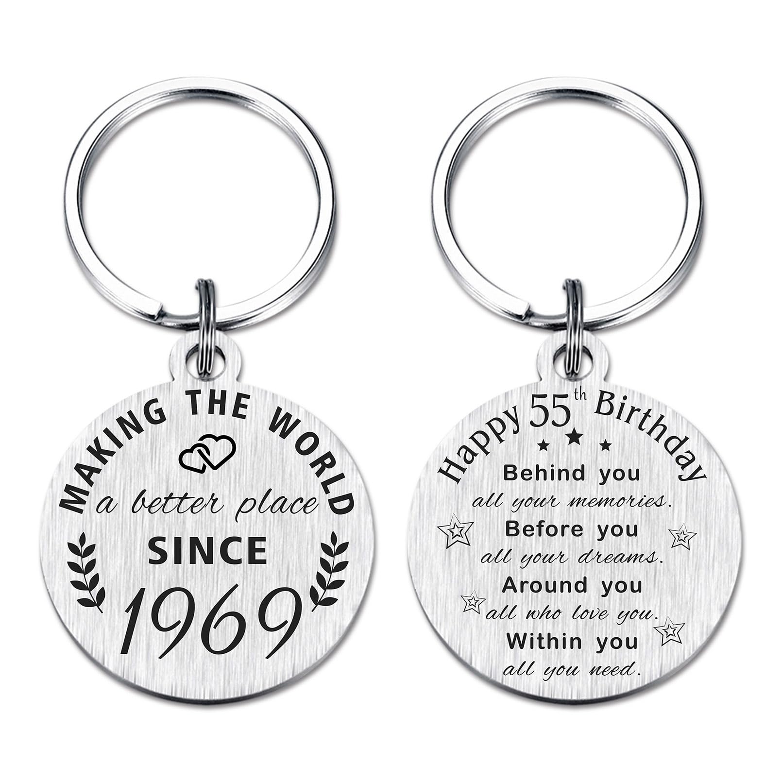 ABNTY 55th Birthday Gifts for Women Men, 55 Year Old Birthday Keychain, Born in 1969 Gifts, 1969 Birthday Decorations