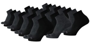 and1 men's socks - athletic cushion quarter cut socks (24 pack), size 6-12.5, blackgrey